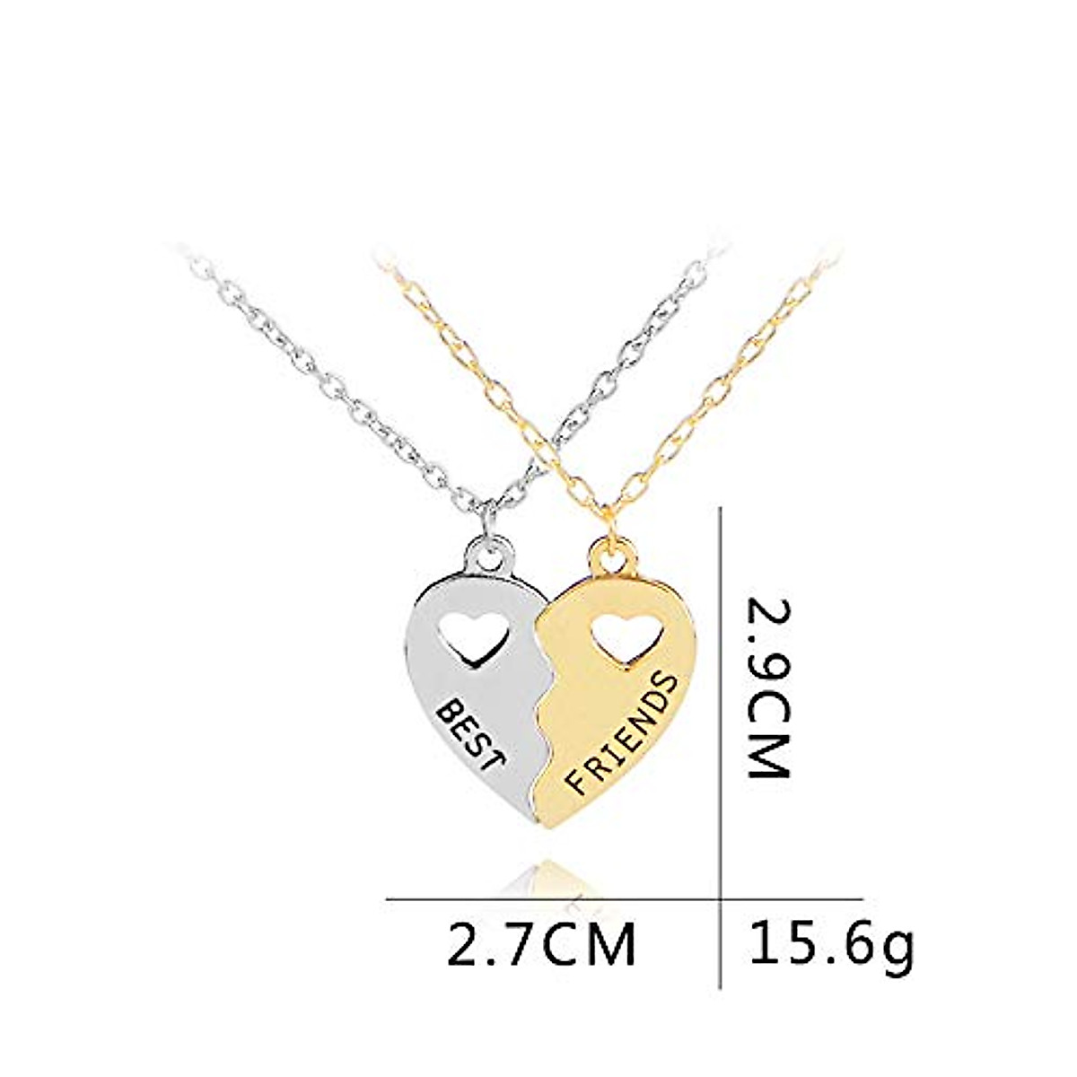 Best Friend Birthday Gifts for BFF Necklace for 2 Girls Friendship Gifts for Women Love Heart Necklace 2 Pcs