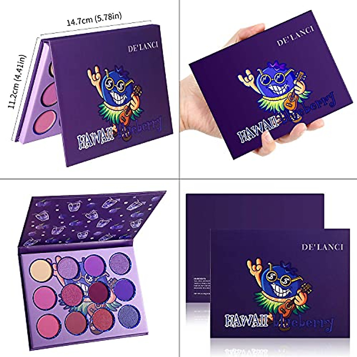DE'LANCI Purple Eyeshadow Palette, 12 Colors Dark Light Purple Eyeshadow Palette, Ultra Pigmented Matte Shimmer Bright Blue and Purple Eye Shadow Pallet Violet Blueberry Eye Shadow Palettes, Blendable