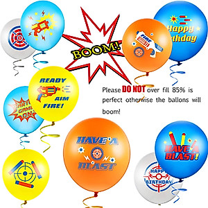 50 Pieces Dart Battle Balloons Target Party Latex Balloons Dart Battle Happy Birthday Balloons Supplies for Gun Target Birthday Party Dart Battle Party Decoration Supplies