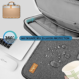 Laptop Case 15.6 Inch Briefcase Military-Grade Protection with Detachable Belt Bag, Compatible All Model of 15-16 Inch MacBook Pro and Most Popular 15.6 Inch Notebooks Chromebooks (Gray Black)