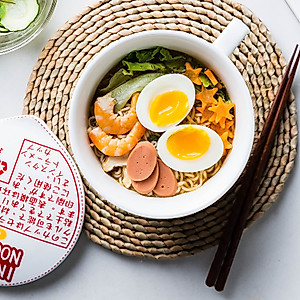 FYUEROPA Ceramic Large Noodle Bowl 27 Oz Soup bowl with Lid (Red)