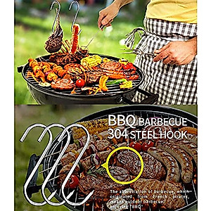 jeoyswe Meat Hook (4inch 4mm) Smoker Hooks Stainless Steel 304, Meat Hooks Processing for Sausage, Beef ,Bacon, Poultry, Deer, Moose