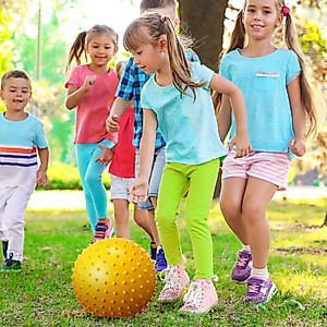 10 Packs Knobby Balls 9 Inches Sensory Balls Fun Bouncy Balls Spiky Toy Balls Inflatable Outdoor Ball Rubber Massage Stress Balls with Hand Air Pump for Party Favors Stocking Stuffers, 5 Colors