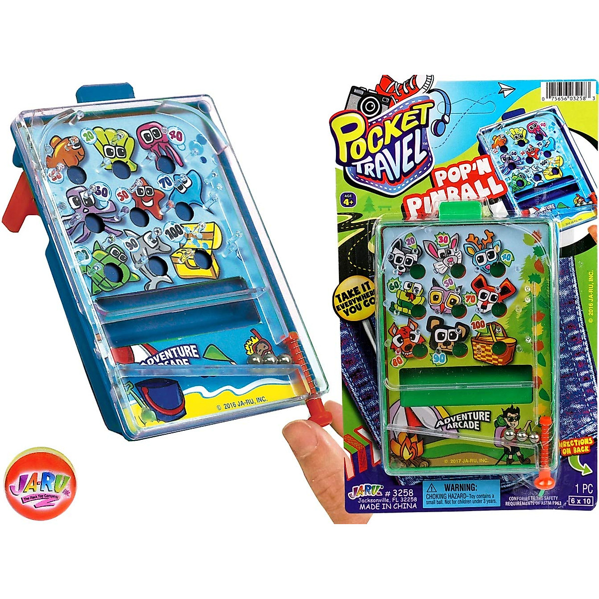 JA-RU Pocket Retro Mini Handheld Games (3 Toys Bundle) Mini Basketball, Hand Pinball Game, & Magnetic Fishing Toy. Classic Party Favors for Kids. 3255-3258-3205p
