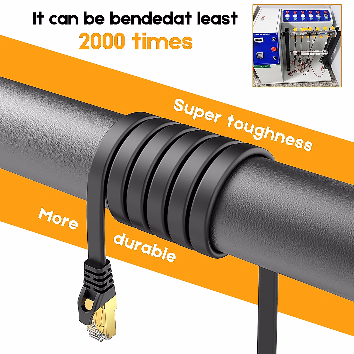 Ercielook CAT8 Ethernet Cable 100 ft High Speed, Shielded Flat Internet Cable with Clips, Weatherproof S/FTP UV Resistant for Router/Gaming/Modem - Black 30 M