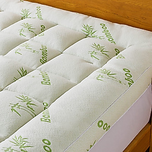 Bamboo_Viscose Mattress Topper Short Queen Size, Cooling Extra Thick Breathable Mattress pad, 8-21”Deep Pocket Soft Quilted Fitted Mattress Cover with Down Alternative Fill
