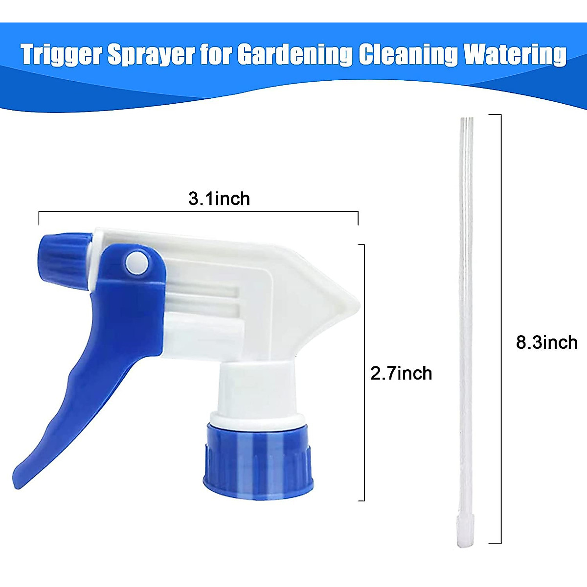 Plastic Spray Bottle Nozzle Heavy Duty Spraying Bottle Replacement Part Leak Proof Mist Water Bottle Spray Nozzle for Chemical Cleaning Solutions All-Purpose Adjustable Head Sprayer 4PCS (Blue)