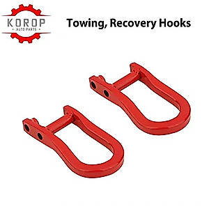 KOROP AUTO PARTS 84192871 Tow Hooks (1 Pair) Fits 2007-2019 GMC Sierra 1500, 2007-2019 Chevy Silverado 1500 Recovery Hook (Red)
