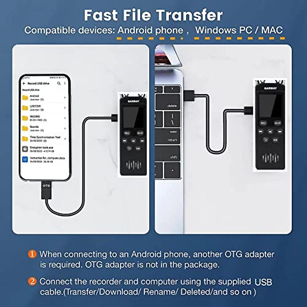 GARMAY Digital Voice Recorder Upgraded 48GB 1536KBPS 3343Hours Recording Capacity 32H Battery Time Voice Activated Recorder with Noise Reduction Audio Recorder with Playback for Meeting Lecture