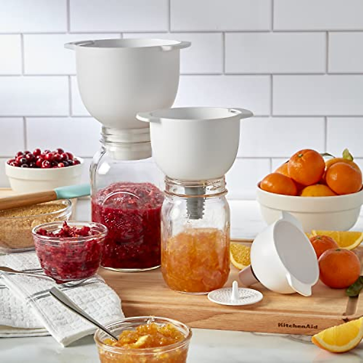 KitchenAid Set of 5 Kitchen Funnel Set, with Removable Strainer and Removable Spout,White