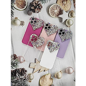 IAIYOXI Cute 3D Glitter Case for iPhone 14 Pro Max, Sparkling Aesthetic Heart Gems Bling Case, Pretty Shine Colorful Diamond Soft TPU Bumper Case for Women Girl-iPhone 14 Pro Max, White