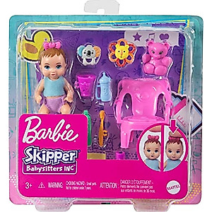 Barbie Skipper Babysitters Inc Baby Small Doll & Accessories, First Tooth Playset with Appearing & Disappearing Tooth