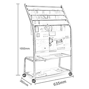 Metal Magazine Rack Newspaper Holder Book Shelf Storage Rack with Wheels Stratification Freestanding Display Rack Materials Robust 63.5X36X105CM MUMUJIN