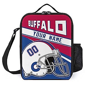 mdbozli Custom Personalized Buffalo Lunch Bag Adjustable Shoulder Straps Portable Insulated Lunch Box for Boy Girl Women Men