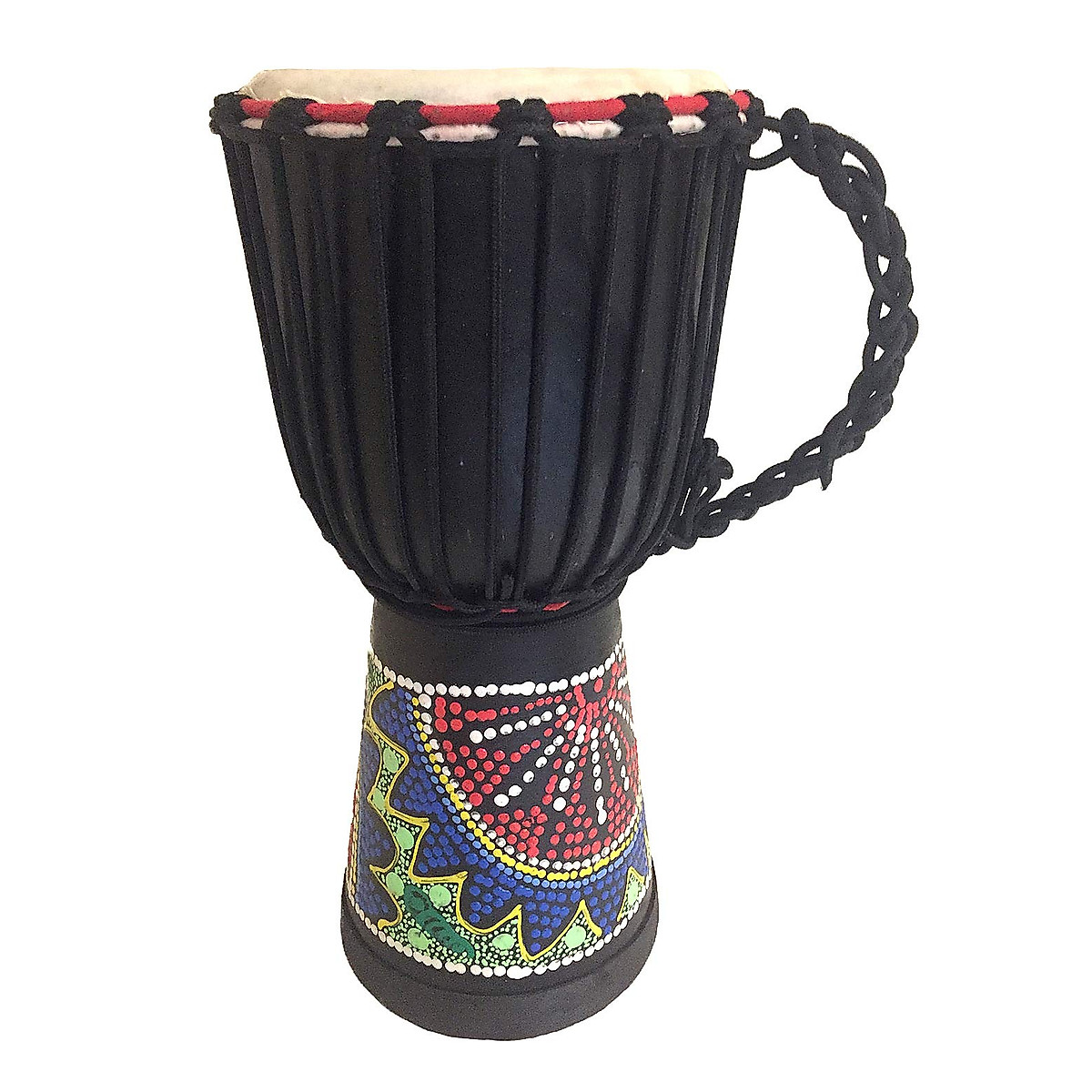 Djembe Drum Bongo Congo African Wood Drum - MED SIZE- 12" High, JIVE BRAND, Professional Quality With Heavy Base/Includes Drum Key Chain