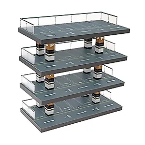AMLESO Diecast Car Display Case, 1/64 Garage Display Case with Parking Lot Scene for Model Collectors