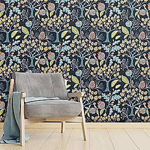Okydoky Floral Peel and Stick Wallpaper, Colorful Self-Adhesive Wallpaper, Vinyl Waterproof Removable, 17.3" x 393", XC5180-10