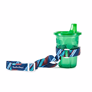 BooginHead Baby SippiGrip Sippy Cup, Bottle Holder, High Chair, Car Seat, Universal Strap, Prep School Boy, Stripes, Blue, Green, Brown