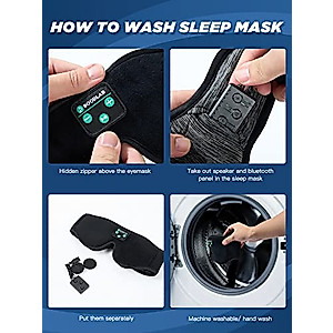 Bluetooth Sleep Mask, Boodlab Sleeping Headphones for Side Sleepers, Sleep Mask with Bluetooth Headphones with Adjustable Stereo Speakers Microphone Handsfree, Cool Gadgets Gift for Women Man