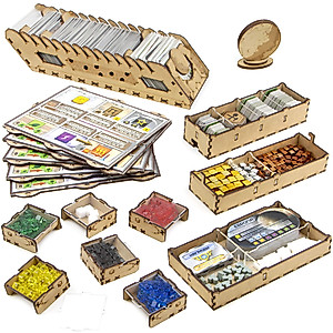 TowerRex Board Game Organizer for Terraforming Mars board game box, Terraforming Mars boardgame expansions, Turmoil, Colonies expansion, Prelude expansion, Hellas and Elysium expansion, Venus Next