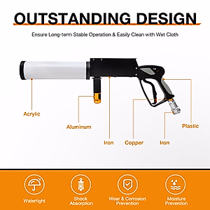 TFCFL CO2 Fog Machine Handheld CO2 Jet Machine CO2 Fog Gun LED RGB Mixed CO2 Spray Cannon DJ Effects Smoke Machine for Concert Party Bar Club