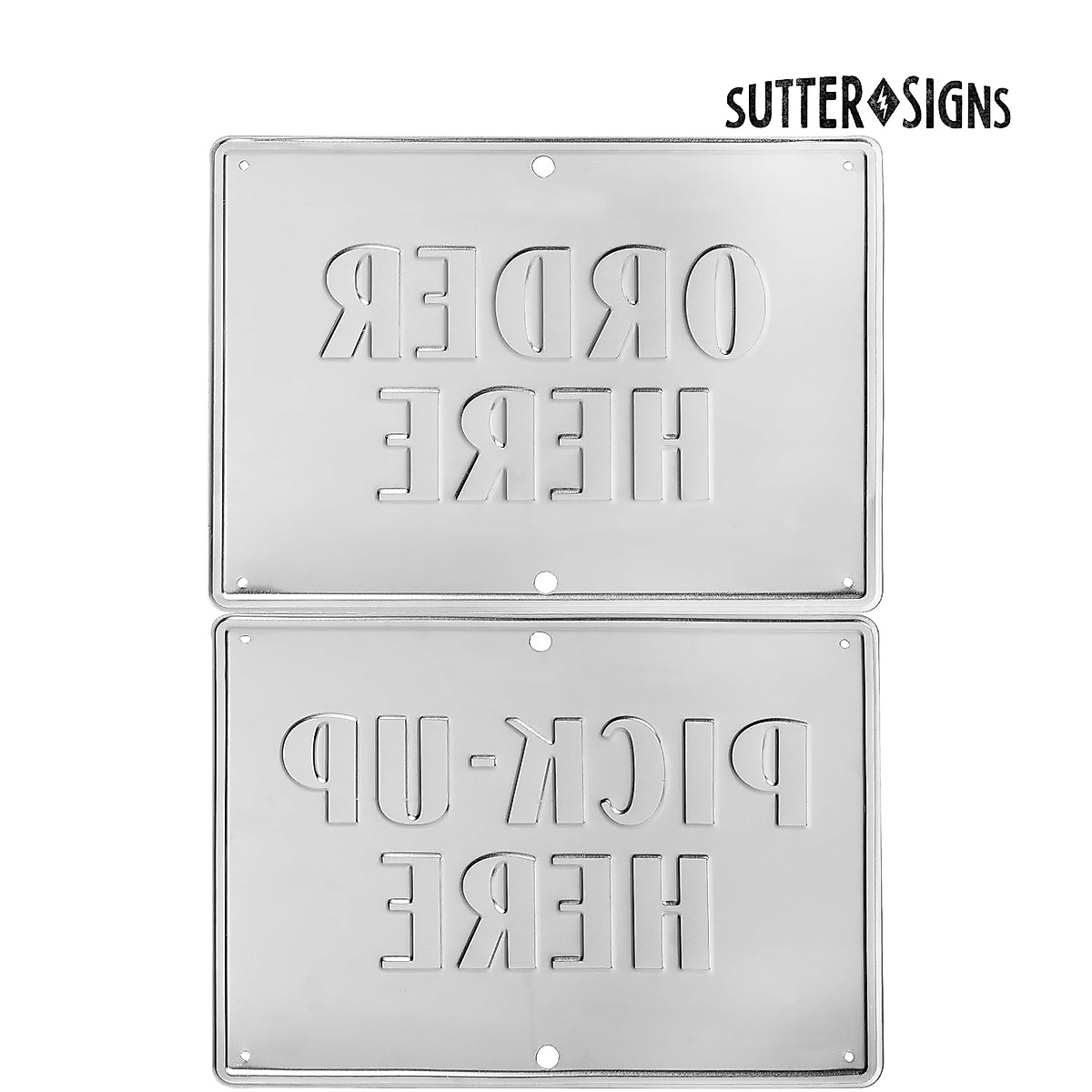 Order Here Pick Up Here Aluminum Sign Set | Coffee Bar, Food Truck, Ice Cream Shop, Store Display and Decor Signs. Aluminum Signs, 11" x 8.3"