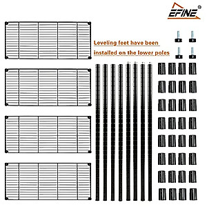 EFINE 2-Pack 4-Shelf Shelving Unit with Shelf Liners Set of 4, Adjustable Rack Unit, Steel Wire Shelves, Shelving Units and Storage Rack for Kitchen and Garage (35.5W X 15.8D X 54H)