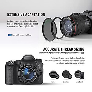 NEEWER 8PCS Step Up Rings Filter Adapter, 49-52mm, 52-55mm, 55-58mm, 58-62mm, 62-67mm, 67-72mm, 72-77mm, 77-82mm Threaded Premium Anodized Aluminum Frame