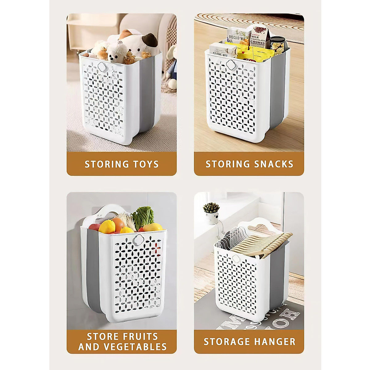 Collapsible Laundry Hamper 3 Packs Laundry Basket Portable Dirty Clothes Basket Space Saving Foldable Storage Multi-function Container