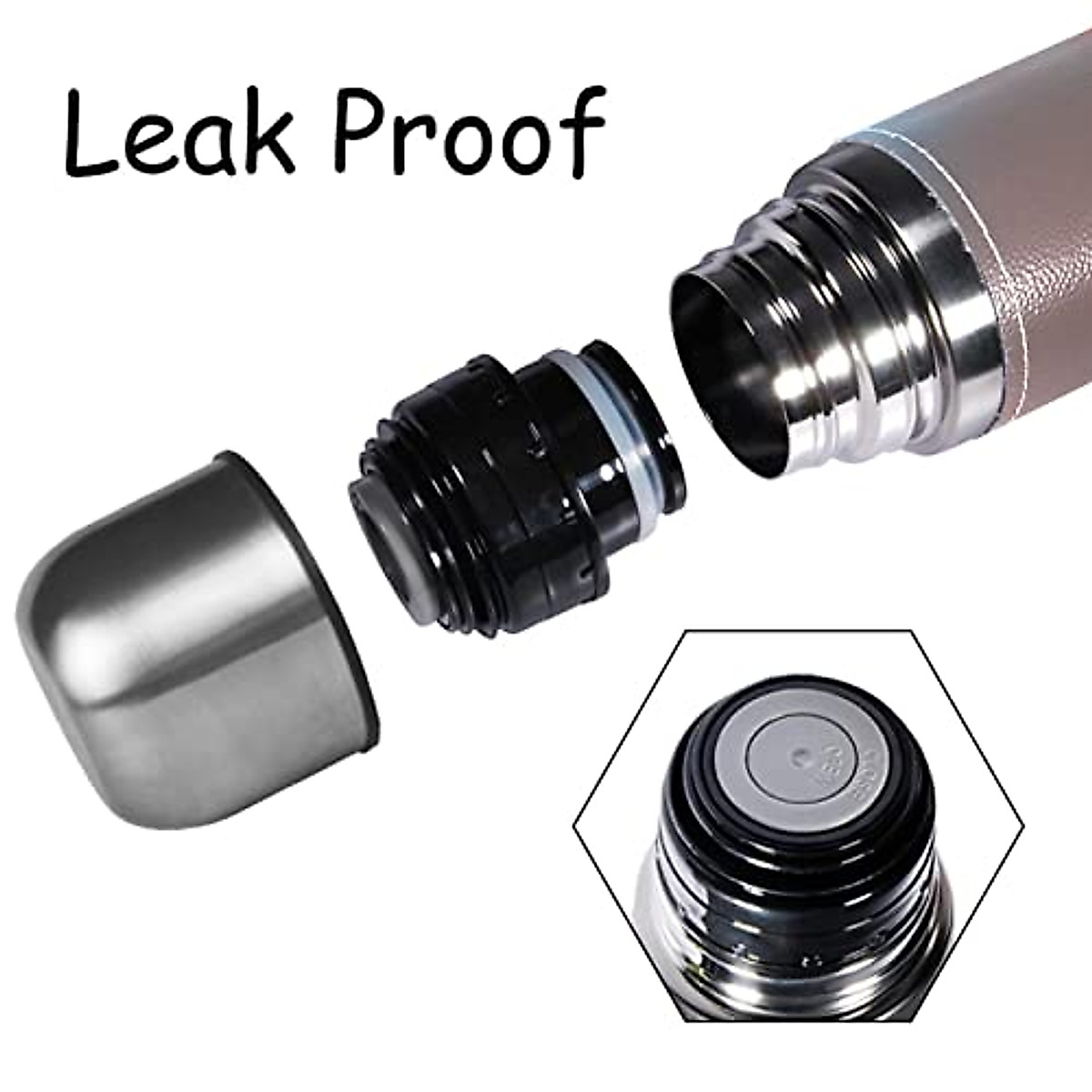 Stainless Steel Leather Vacuum Insulated Mug Sky Thermos Water Bottle for Hot and Cold Drinks Kids Adults 16 Oz