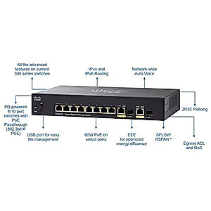 Cisco Systems SG350-10P-K9-NA SG350-10P 10-Port Gigabit PoE Managed Switch (Renewed)