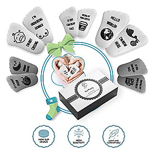 Baby Socks Gift Set for Boys & Girls - 6 Hilarious Gender Neutral Designs Perfect for Baby Shower - Cute Newborn Baby Socks for Baby Registry Search