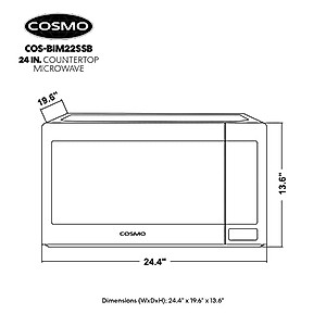 Cosmo COS-BIM22SSB Countertop Microwave Oven with Smart Sensor, Touch Presets, 1200W & 2.2 cu. ft. Capacity, 24 inch, Stainless Steel