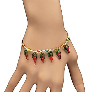 2023 Red Chili Pepper Stone Bracelet For Women Charms Summer Beach Weaving Rope Adjustable Chain Bracelets Jewelry Gift