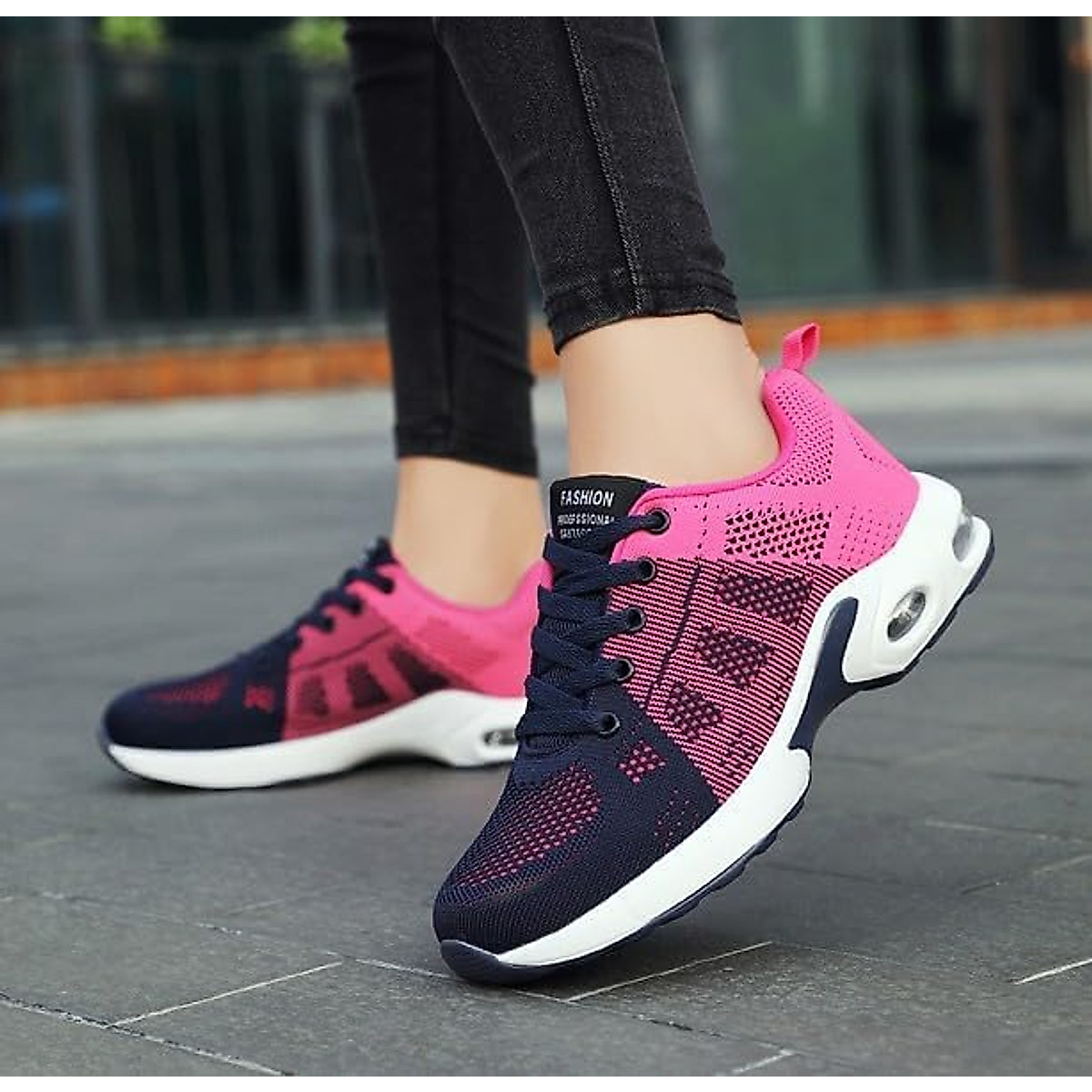 Musabela Orthopedic Sneakers for Women, Ortho Pro The Most Comfortable Orthopedic Shoes,Women's Running Walking Shoes,Mesh Casual Breathable Knit Air Cushion Shoes (US6.5-7, Blue-red)