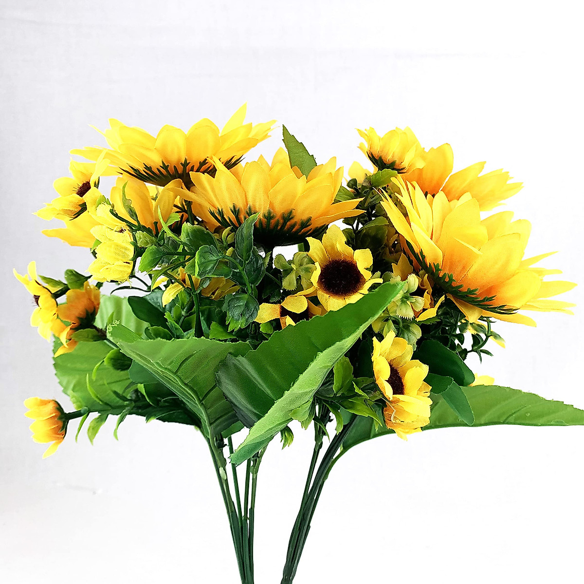 Worlds 12" H Artificial Sunflower Bouquet&Fake Silk Sunflowers Bouquets for Home Party Garden Wedding Decor 2PC