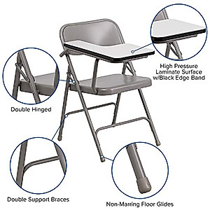Flash Furniture Ralph Premium Steel Folding Chair with Right Handed Tablet Arm