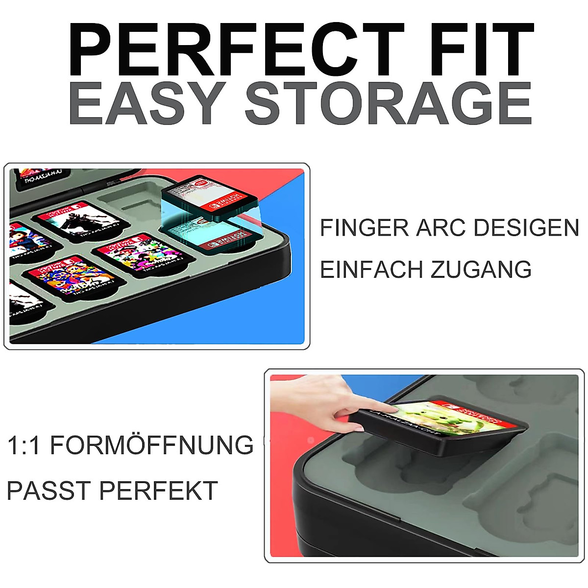 TATMOHIK Game Card Case for Nintendo Games or Micro SD Cards， Switch Game Card Holder for Nintendo Switch Card Holder with 24 Nintendo Eshop Gift Card and 24 Micro SD Card Slots(Black，24slots)