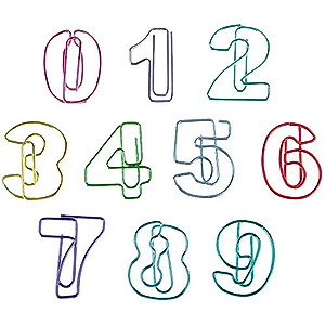 10 Pieces Paper Clips 0-9 Numbers Paperclips Paper Clamps for Office Supplies School Student Art Supply