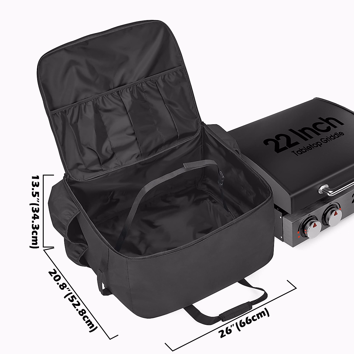 samdew 22 Inch Tabletop Griddle Carry Bag, Outdoor Griddle Cover Compatible with 22 Inch Tabletop Griddle with Hood, Portable Griddle Storage Case for Tabletop Griddle 22-Inch with Hood, Bag Only