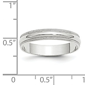 Solid 10k White Gold 4 mm Round Milgrain Wedding Band Ring Size 4.5