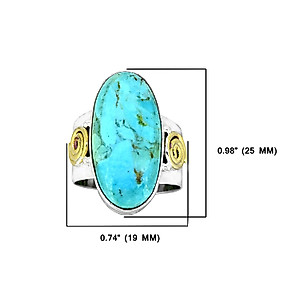 YoTreasure Blue Mohave Turquoise 925 Sterling Silver Brass Bold Ring Jewelry