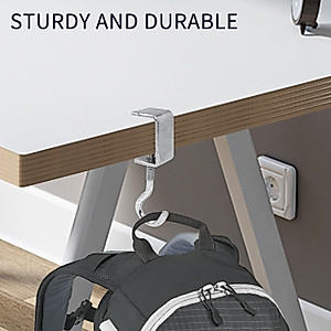 4 Pack Desk Bag Holder Schoolbag Hooks Headphone Hanger Stand, Adjustable Metal Under Desk Clamp Hook Mount for Portable Bag Gaming Headphones Clothes Table Hook, Save Space