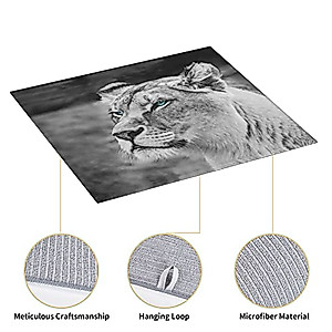 Lioness with Blue Green Eyes Printed Drying Mat For Kitchen Ultra Absorbent Microfiber Dishes Drainer Mats Non-Slip Silicone Quick Dry Pad - 18 X 16inch