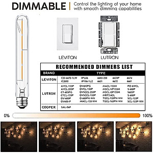 LED Tube Bulbs,Soft White 3000K,T10 Dimmable LED Filament Bulb,8.9in Tubular Edison Light Bulbs 4W Dimmable Tube Vintage Led Bulbs 40 Watt Equivalent,E26 Medium Base Lamp (4-Pack)