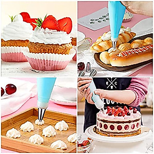 Piping Bags and Tips Set, Cake Decorating Supplies for Baking with Tips and Reusable Pastry Bags, Silicone Rings,Standard Converters,Cake Decorating Tools for Cookie Icing Cakes Cupcakes