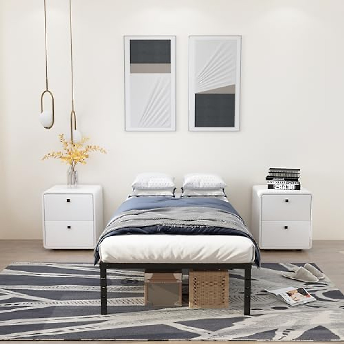 Yedop 18 Inch Twin XL Bed Frames, No Box Spring Needed, 2500 lbs Heavy Duty Steel Slat Support, Non-Slip XL Twin Bed Frame, Metal Platform Bed Frame Twin XL Black