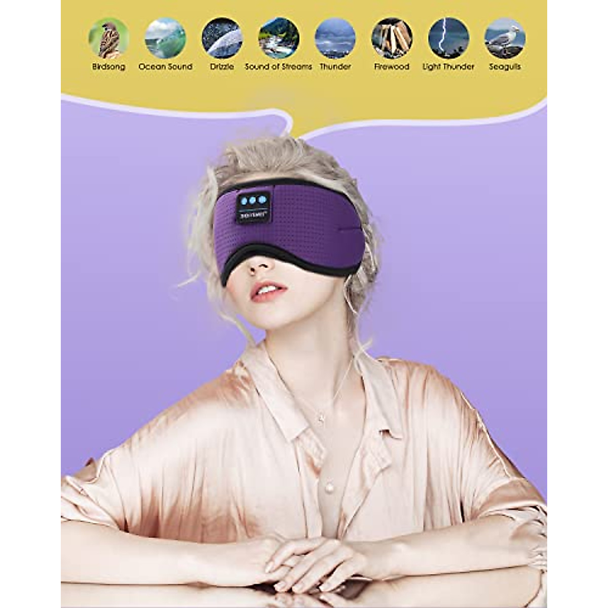Sleep Headphones, White Noise Sleep Mask 3D Music Bluetooth Sleeping Eye Mask Sleeping Headphones for Side Sleepers Sleep Mask with Bluetooth Headphones Gifts for Men Women