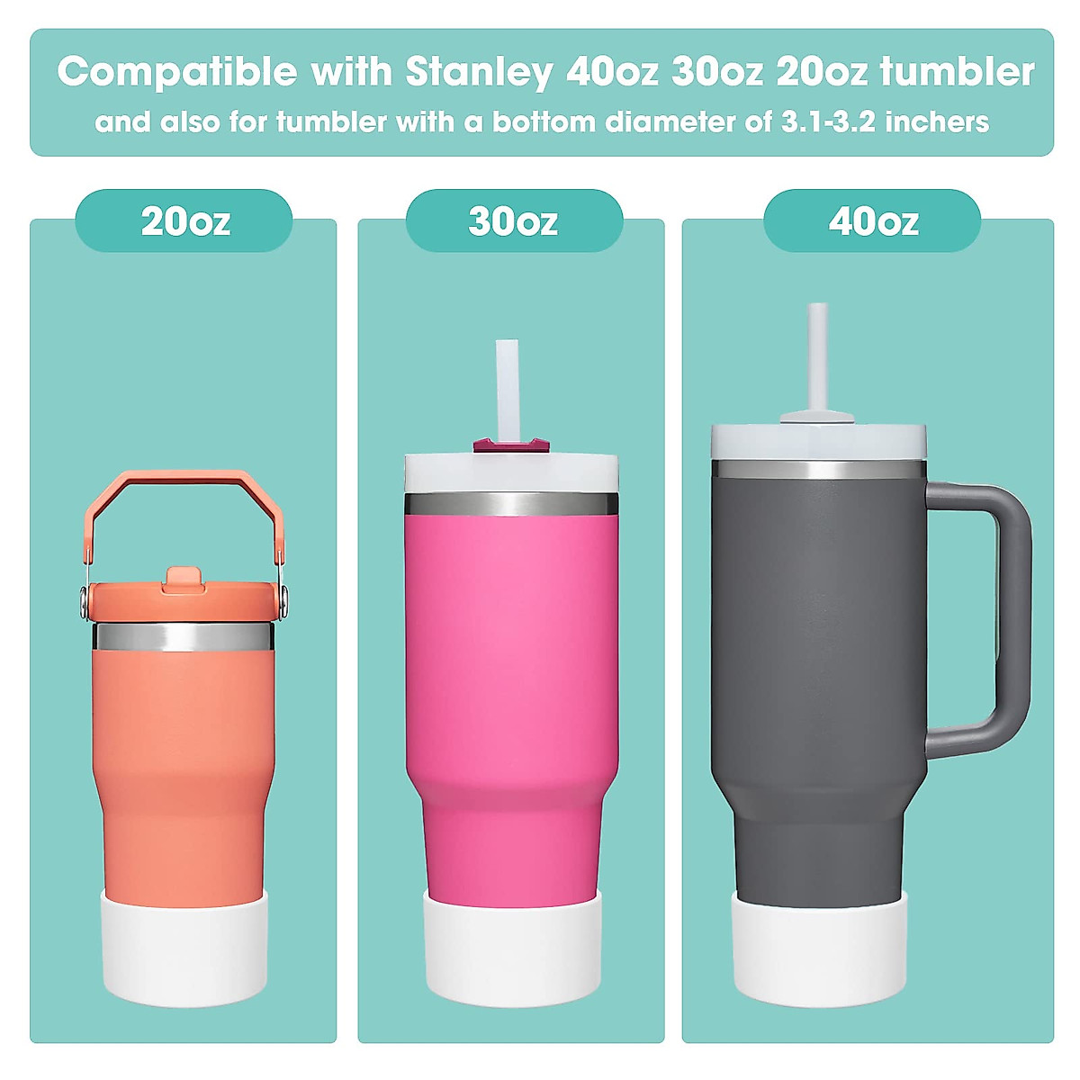 Airboat Upgrade 2PCS Protective Silicone Boot Bumper for Stanley Quencher Adventure 40oz 30oz IceFlow 20oz 30oz Tumbler, Water Bottle Bottom Sleeve Cover Accessories for Stanley Mug Cup(Light Grey)