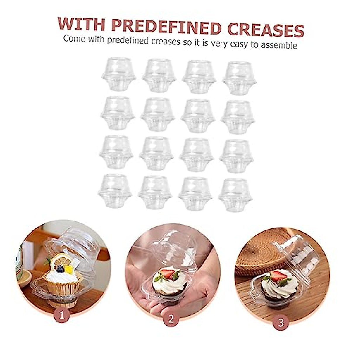 USHOBE 30pcs Cupcake Packing Boxes Cake Blister Box Clear Cake Box Mini Muffins Clear Plastic Containers Cupcake Muffin Holder Cupcake Containers Individual Cupcake Box Food Containers